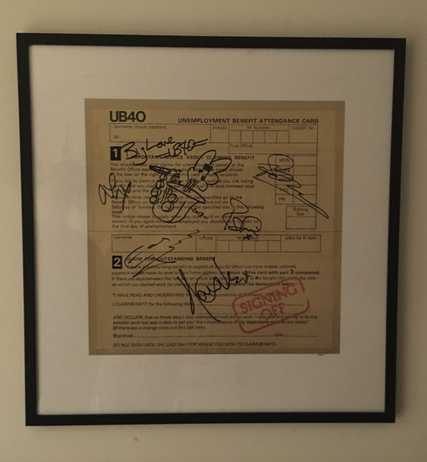 UB40 - 'Signing Off' - Pick Art